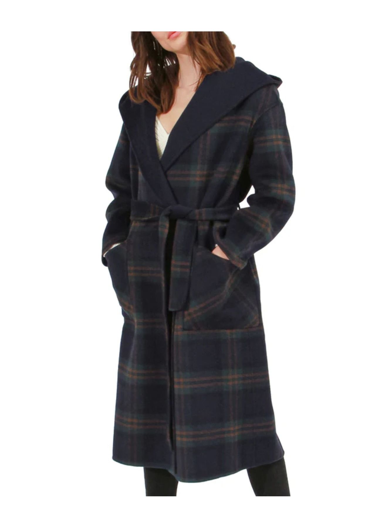Belle & Bloom - Arcadia Oversized Coat with Hood - French Navy - Onceit
