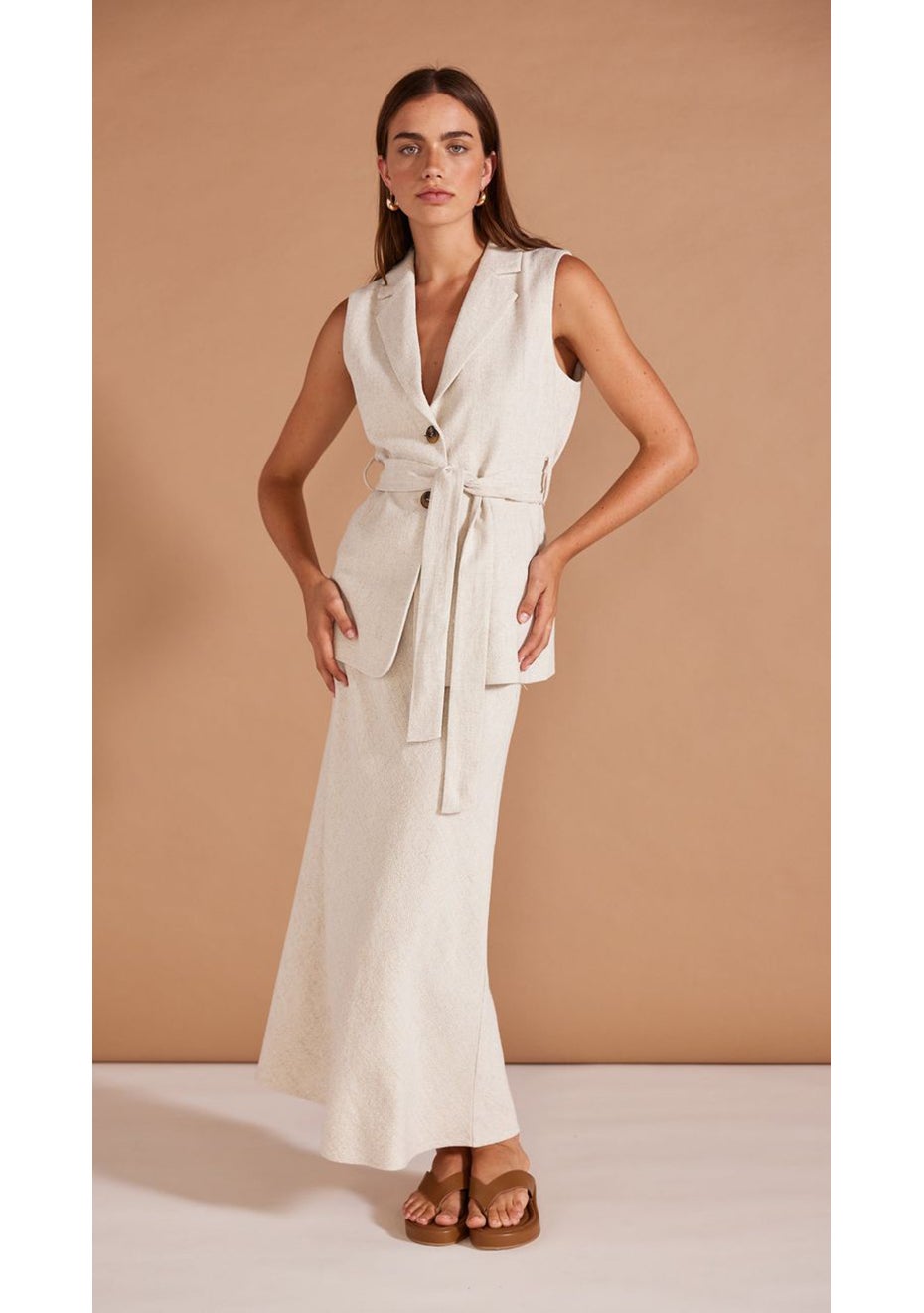 Staple The Label - Maeve Sleeveless Blazer - Natural Marle - Onceit