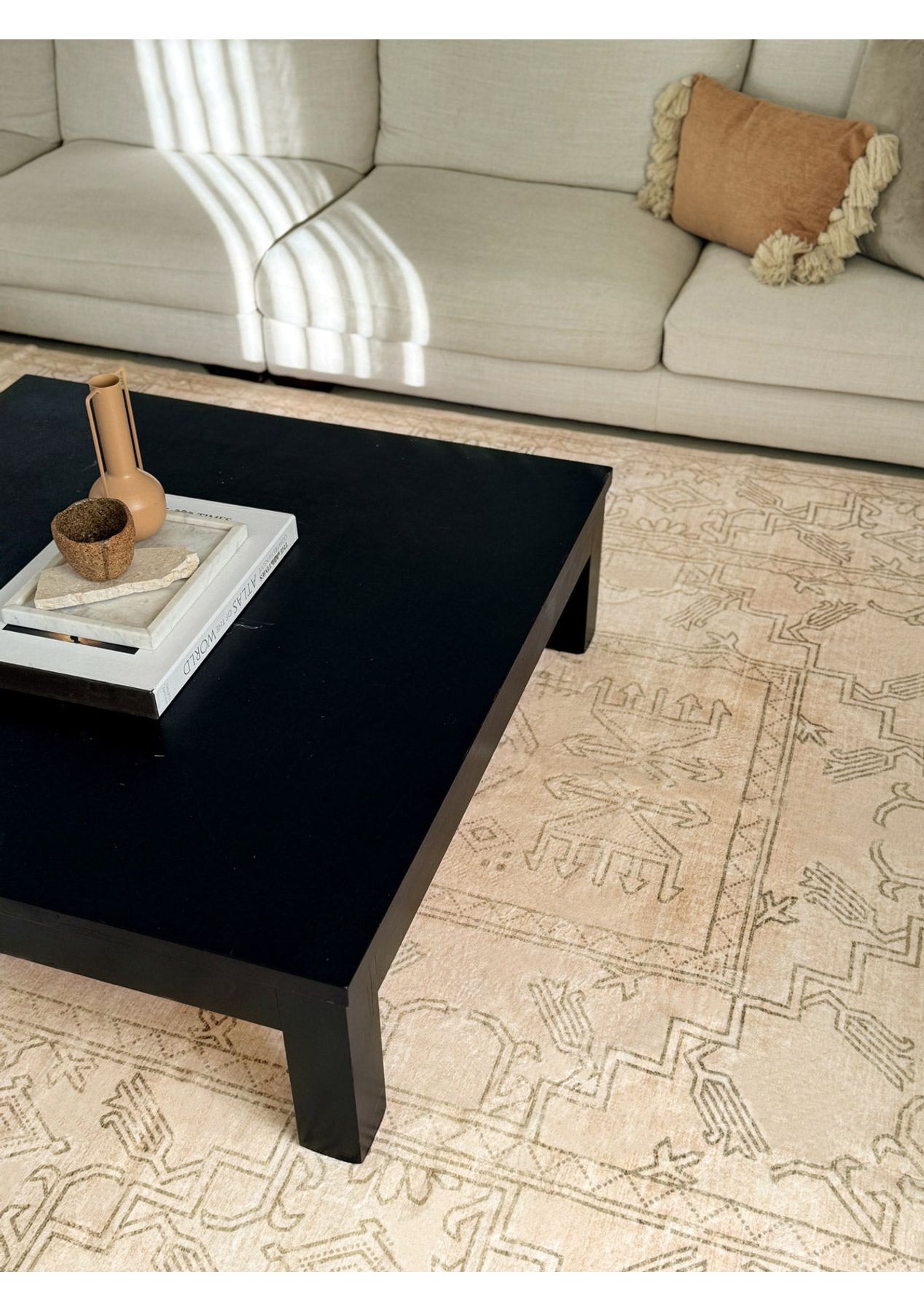 Valetta Beige Medallion Washable Rug - Onceit