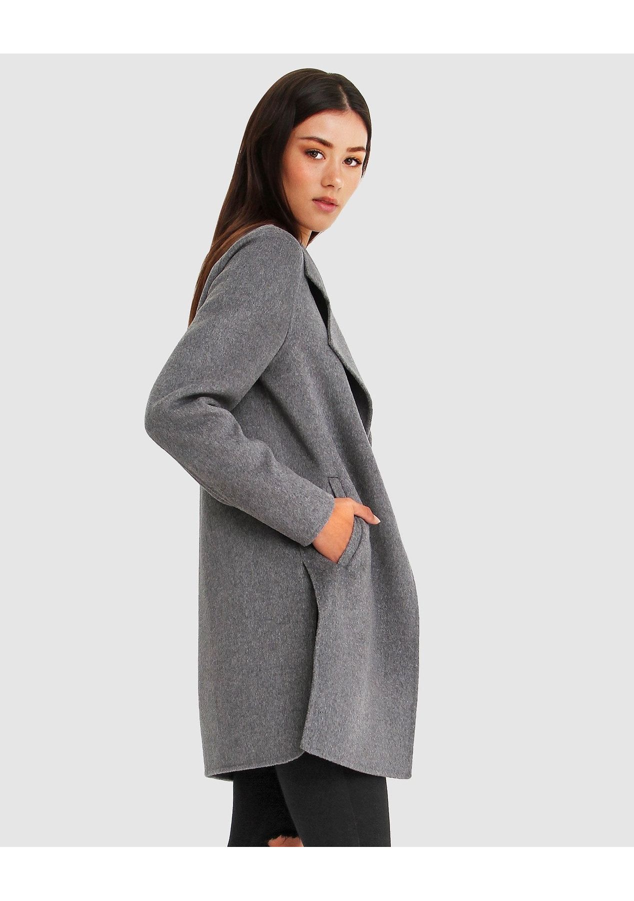 Ex-Boyfriend Wool Blend Oversized Jacket - Dark Grey - Onceit