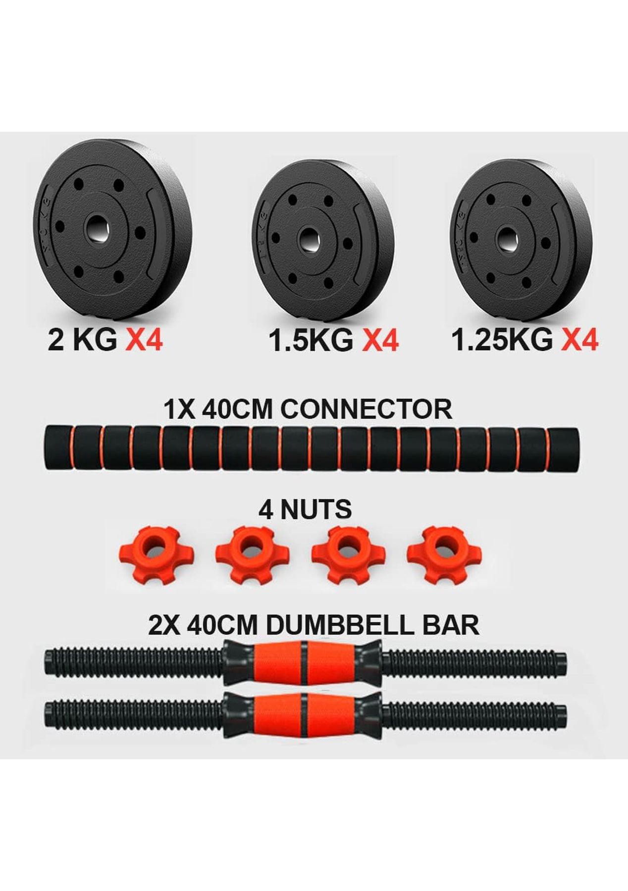 Dumbbell Set 3in1 Adjustable Barbell 20KG - Onceit