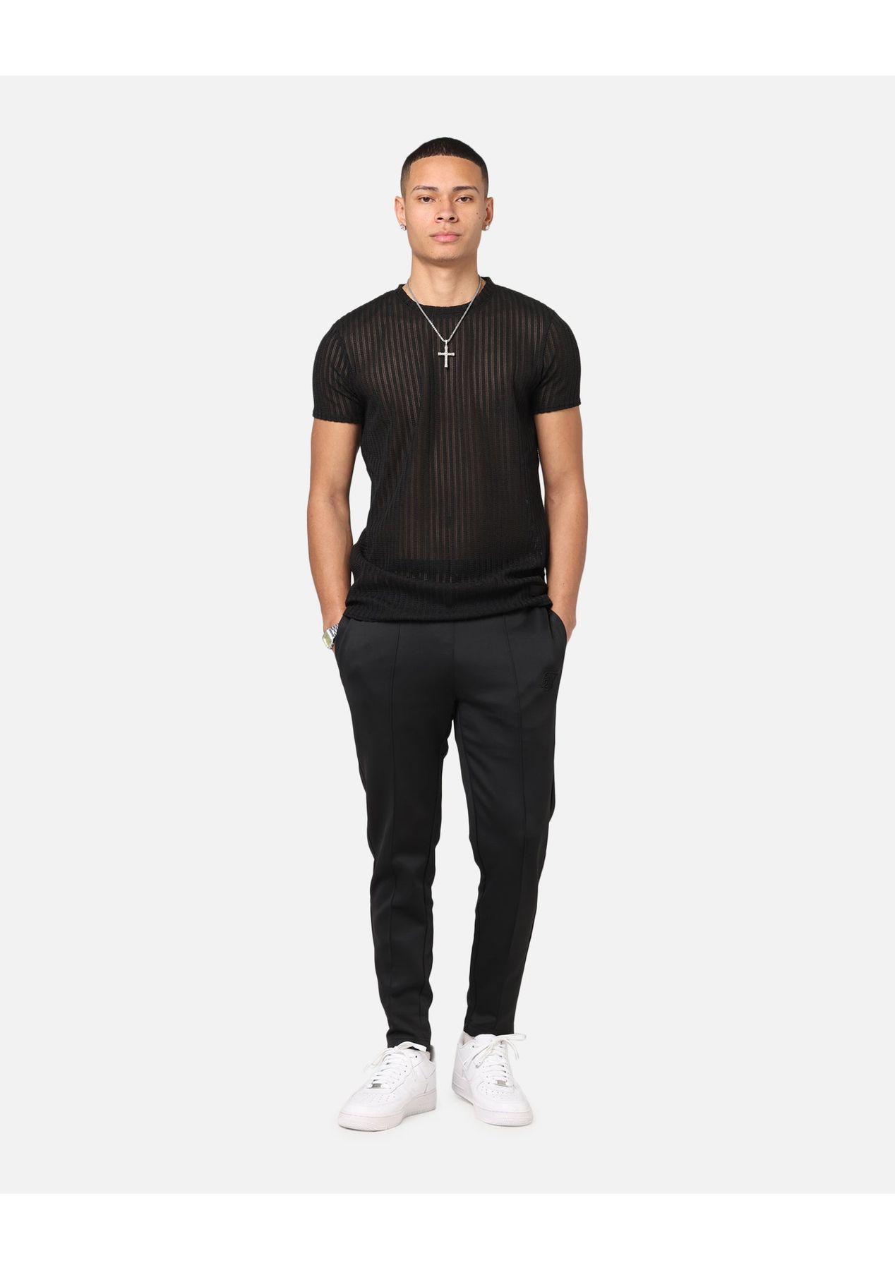 Sik Silk Textured Muscle Fit T-Shirt Black - Onceit