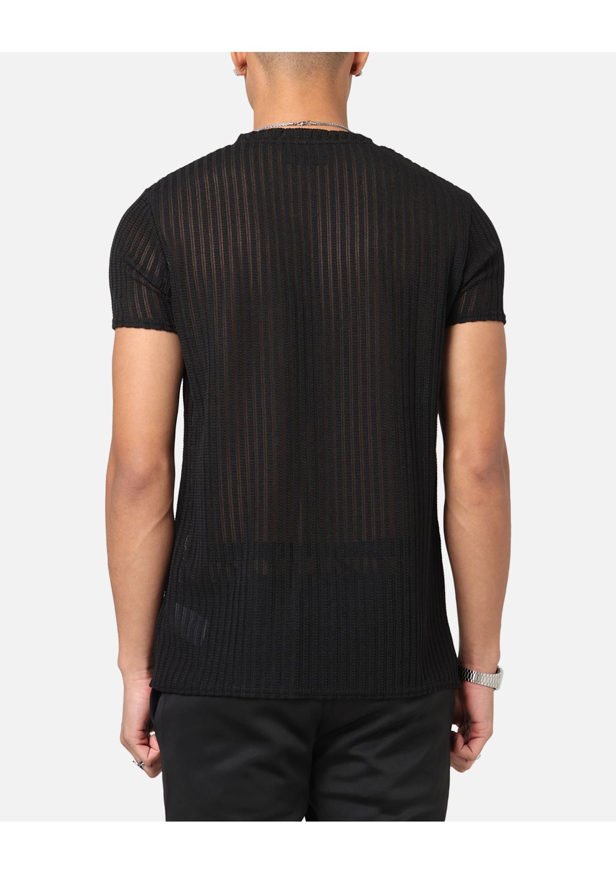 Sik Silk Textured Muscle Fit T-Shirt Black - Onceit
