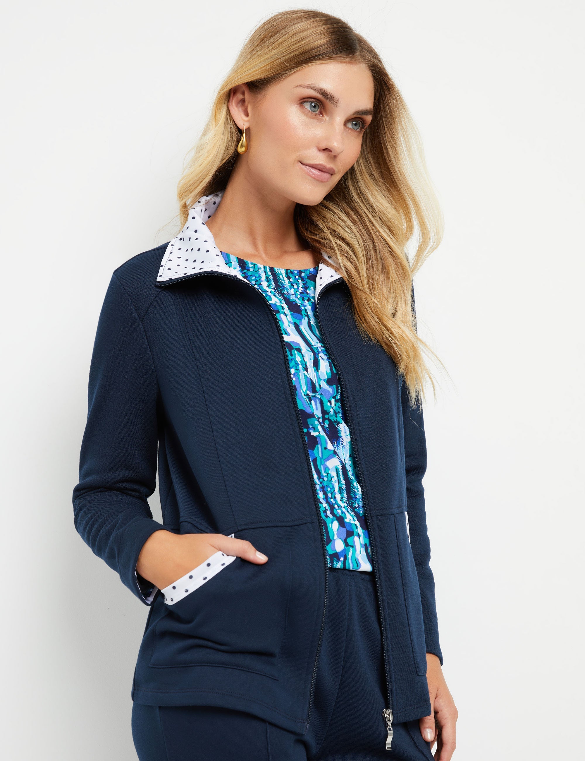 NONI B - Womens - Jacket - Winter - Blue - Basic / Faux Fur - Fleece - Long Sleeve - Solid Navy ...