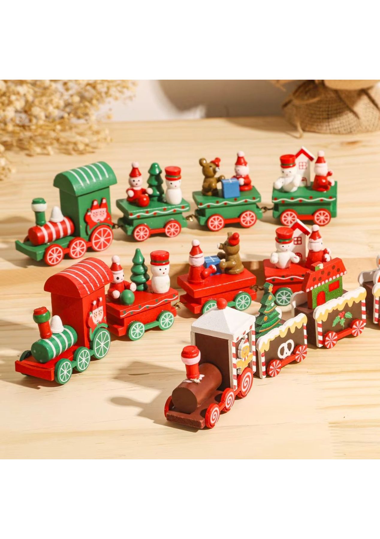Christmas Wooden Train Ornaments Adorable Snowman and Gingerbread ...
