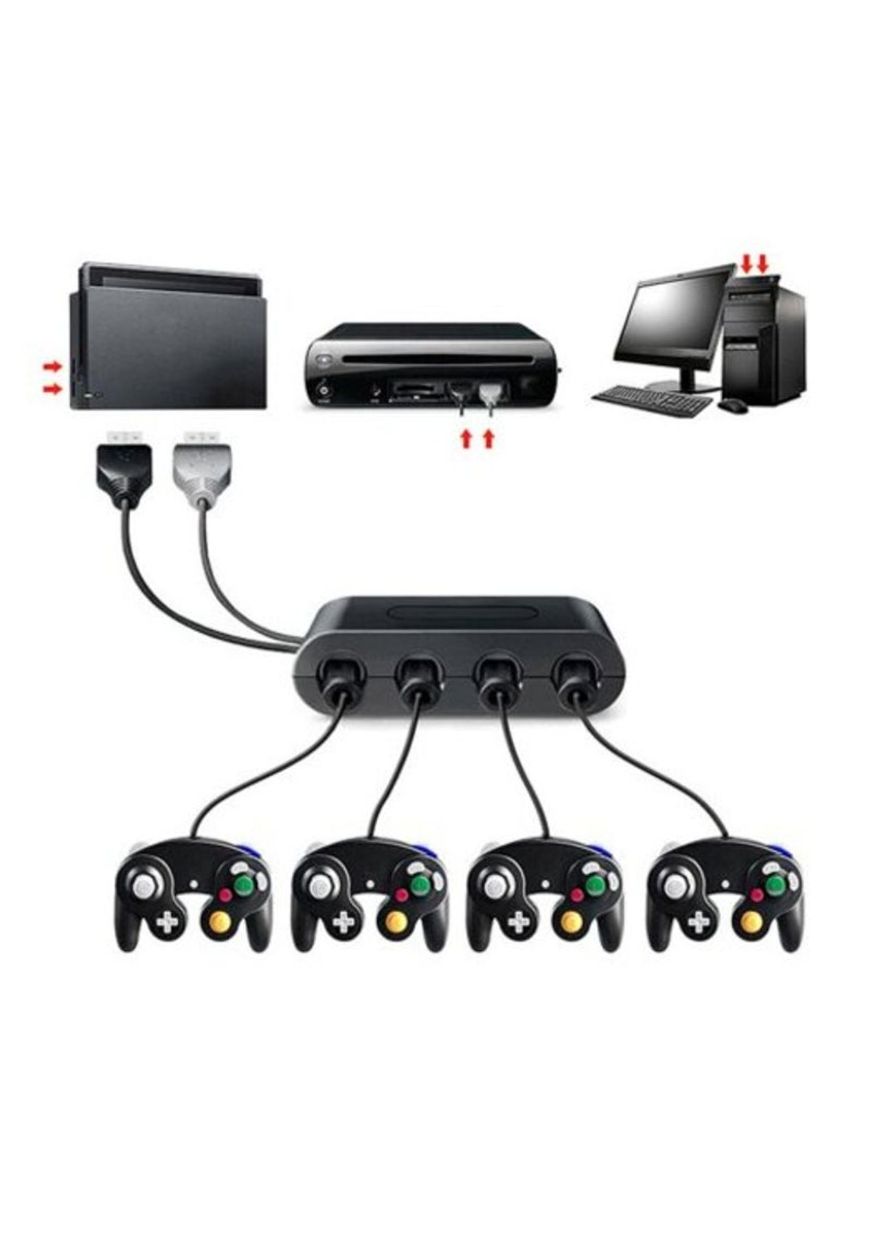 Hod Health & Home 4 Ports For Gamecube Gc Controllers Usb Adapter ...