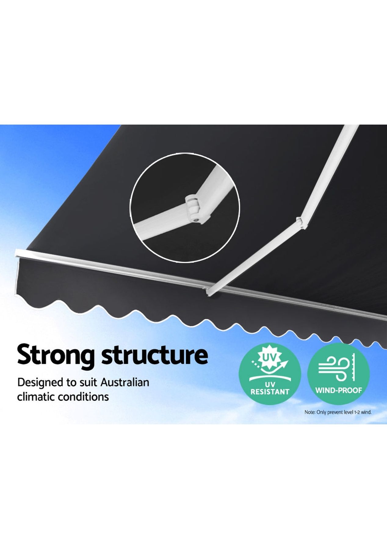 Instahut Folding Arm Awning Outdoor Retractable Canopy 3Mx2.5M Grey ...