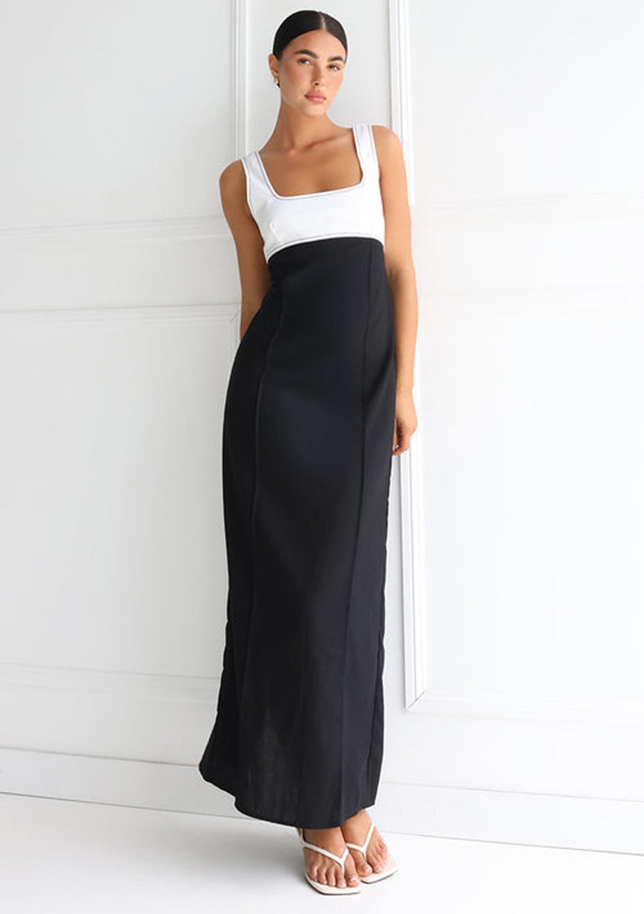 Madison The Label - Mylee Maxi Dress - White/Black - Onceit