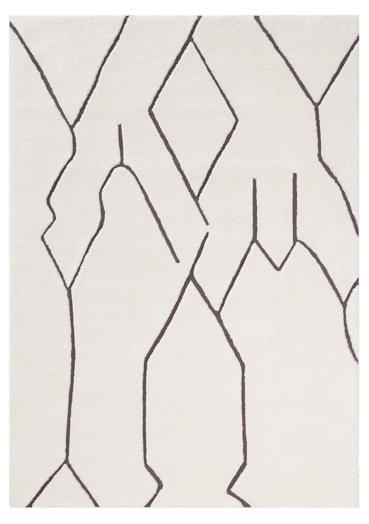 Tahlee Cream and Charcoal Grey Tribal Shag Rug - Onceit