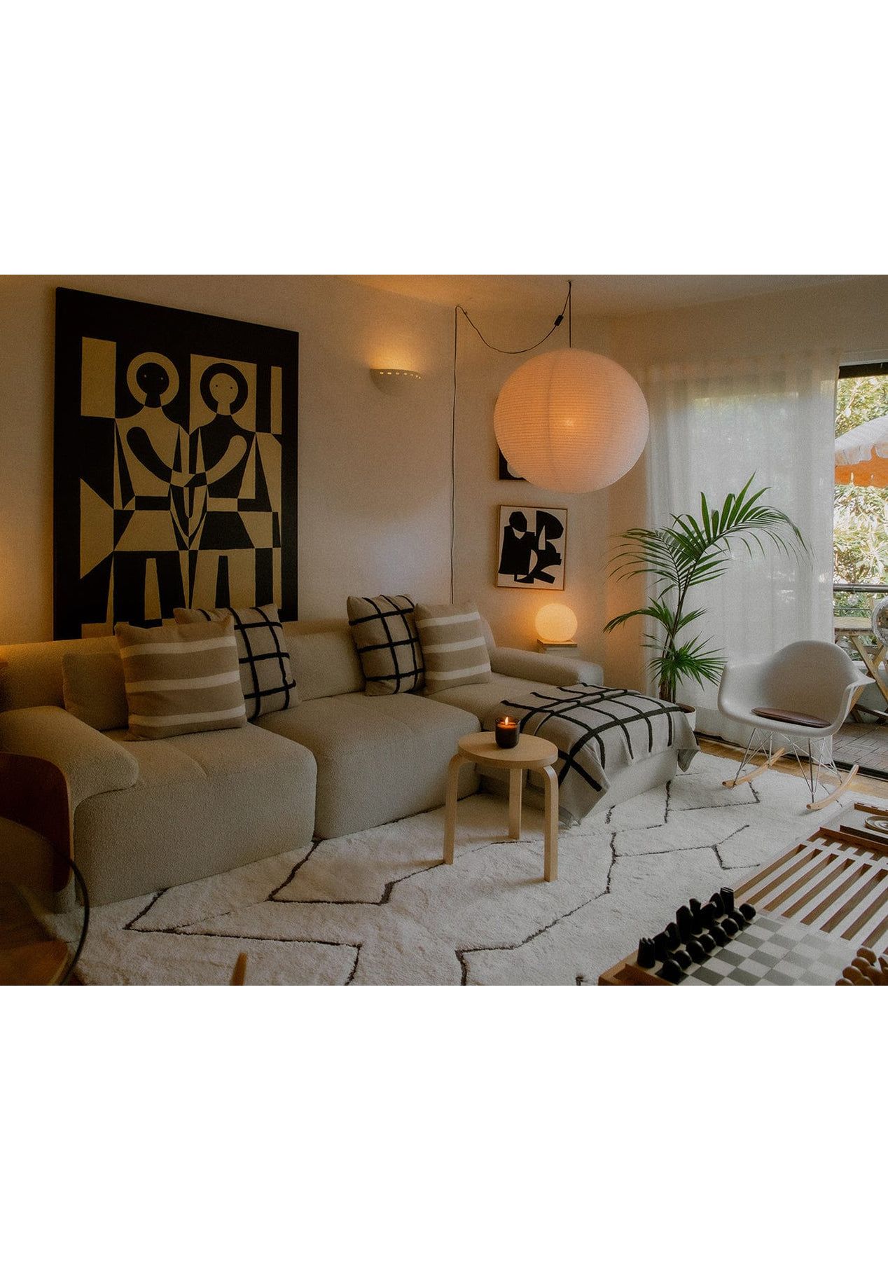 Tahlee Cream and Charcoal Grey Tribal Shag Rug - Onceit