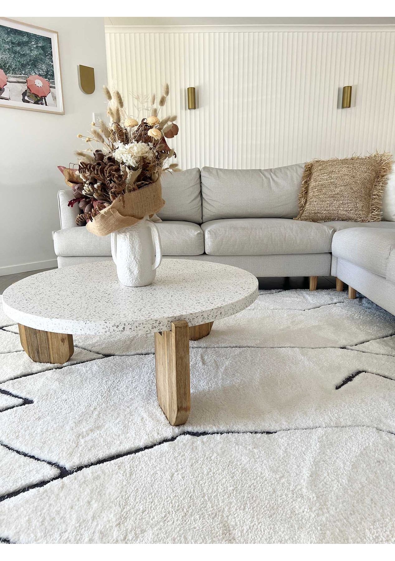 Tahlee Cream and Charcoal Grey Tribal Shag Rug - Onceit