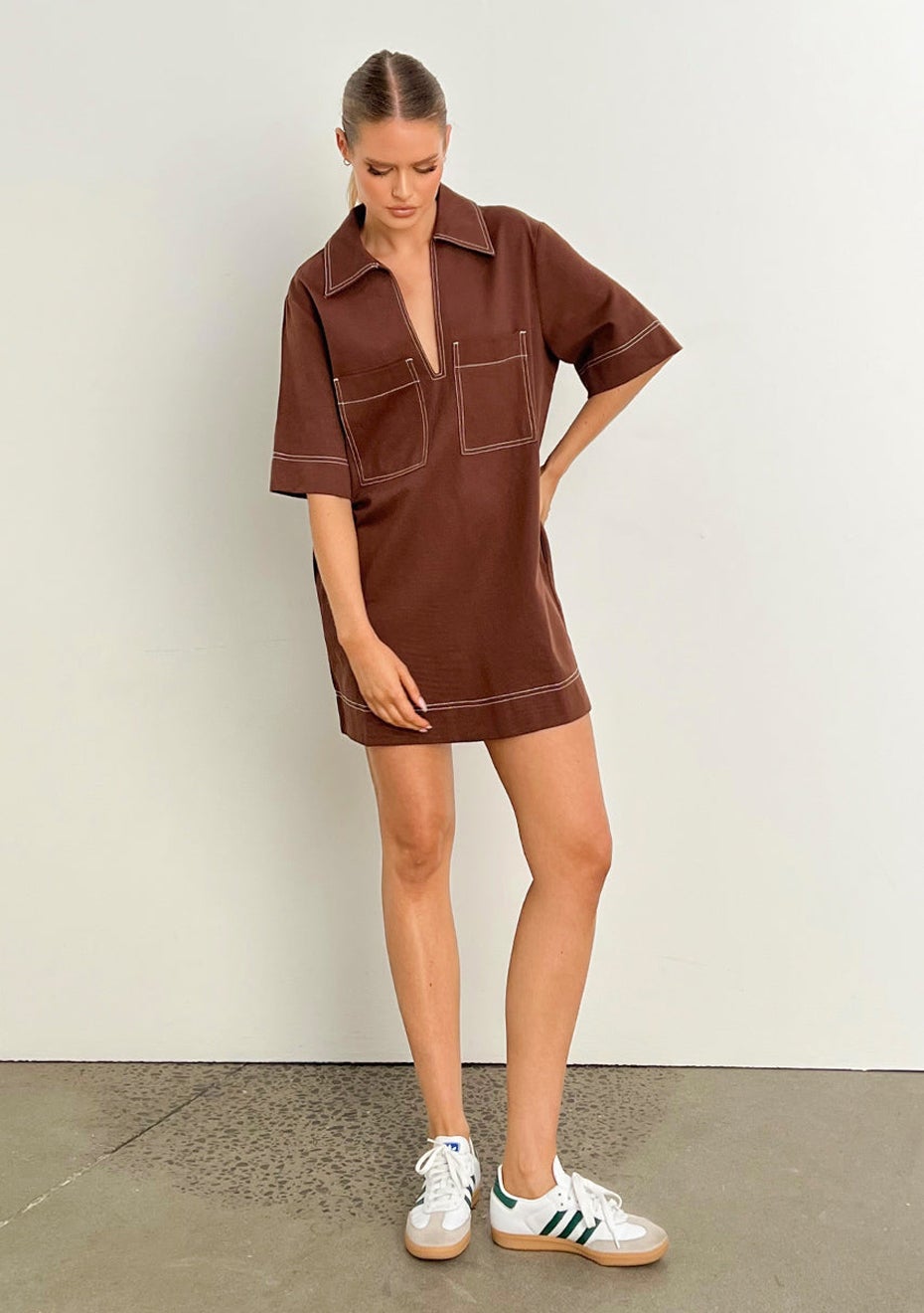 Madison The Label - Tara L/S Dress - Choc - Onceit